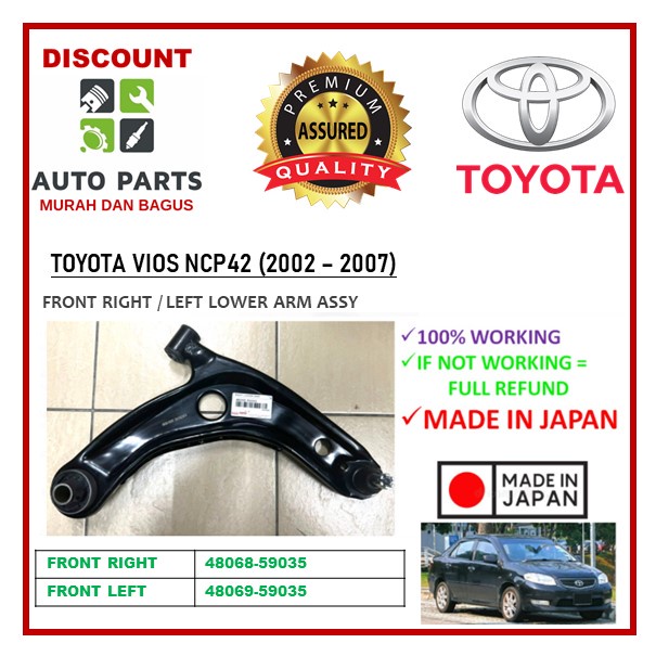 🔥MADE IN JAPAN🔥 TOYOTA VIOS NCP42 2002 - 2007 FRONT RIGHT / LEFT LOWER ARM ASSY 48068 48069 ...