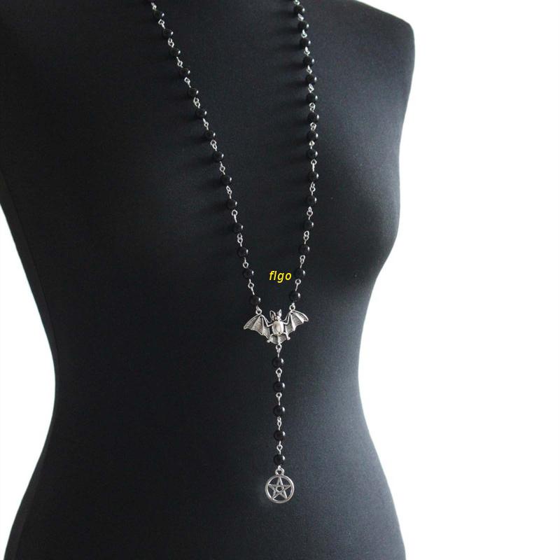flgo Pentagram Victorian Necklace Vampire Bat Pendant Gothic Halloween ...
