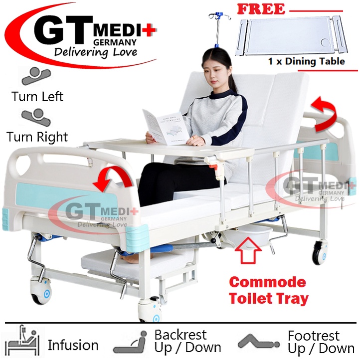 WSS-02 GT MEDIT GERMANY 8 Function Double Crank Turn Medical Hospital Nursing Bed Mattress ...