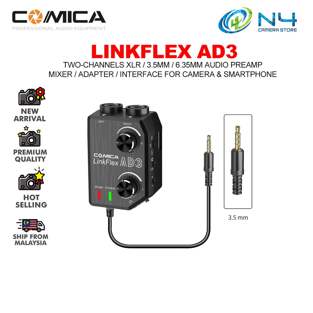Comica Audio LINKFLEX AD3 Dual-Channel Audio Mixer for Camera and Smartphone | Shopee Malaysia