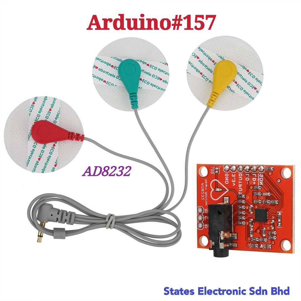 Arduino#157 AD8232 ECG Measurement Pulse Heart Rate Sensor Fitness Set ...