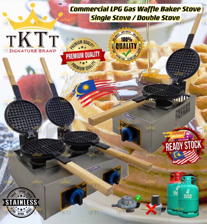 TKTT Commercial Gas Waffle Baker Stove Portable Waffle Maker Telfon ...