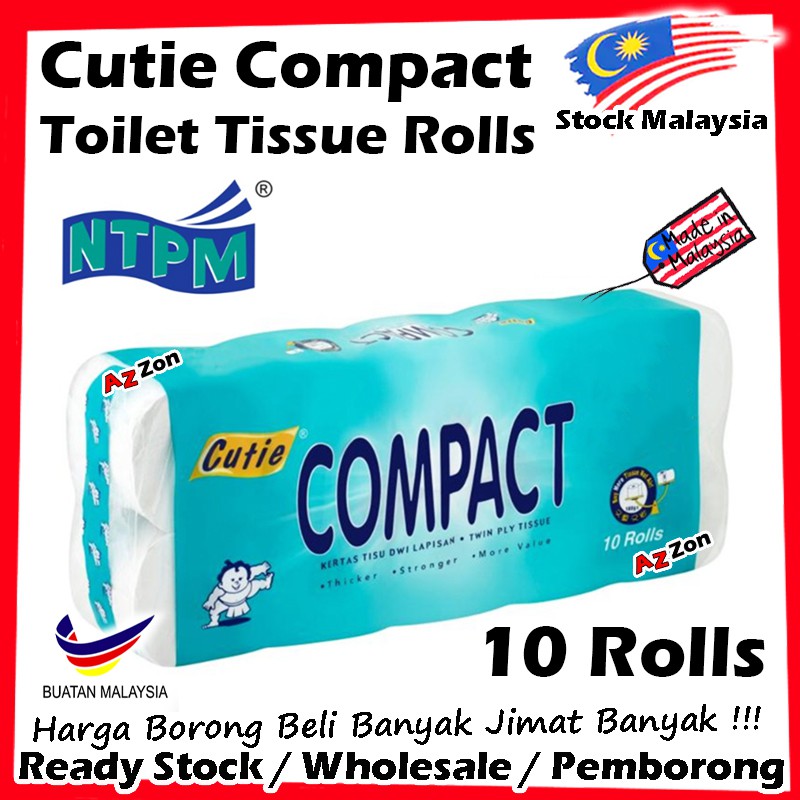 Cutie Compact Toilet Tissue Rolls Kertas Tisu DWI Lapisan Twin Ply Tissue Cutie Compact Toilet ...