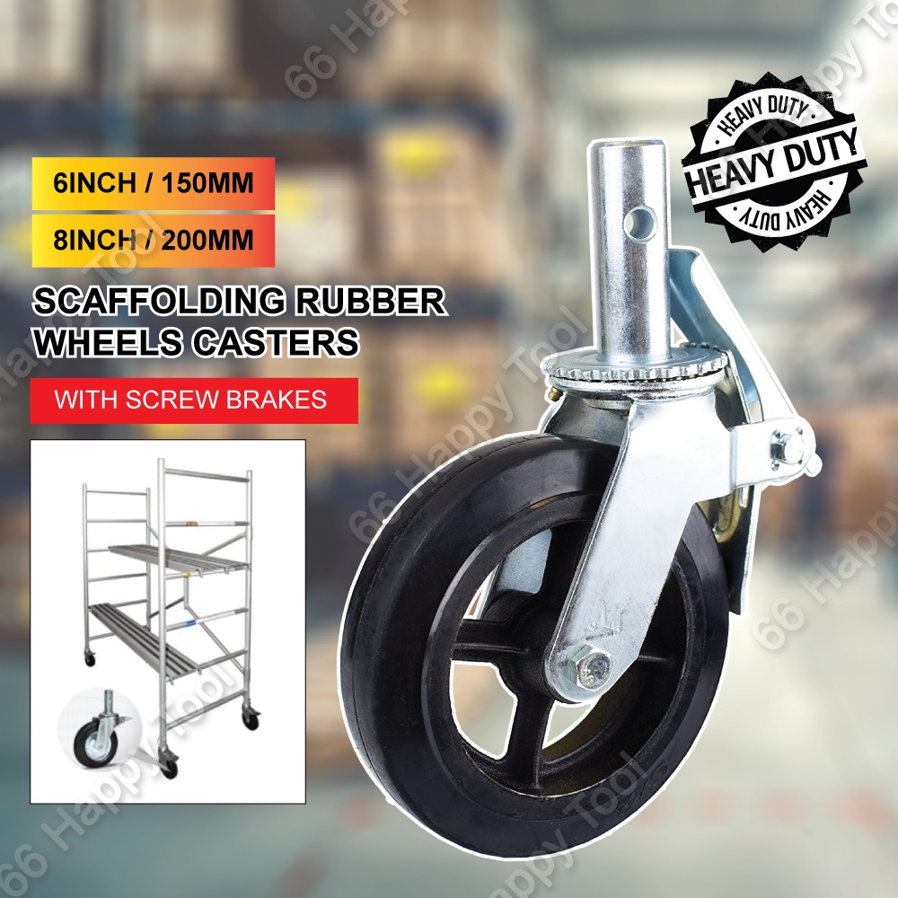 Scaffolding Nylon/Rubber/PU Wheels Casters With Screw Brakes 6Inch ...