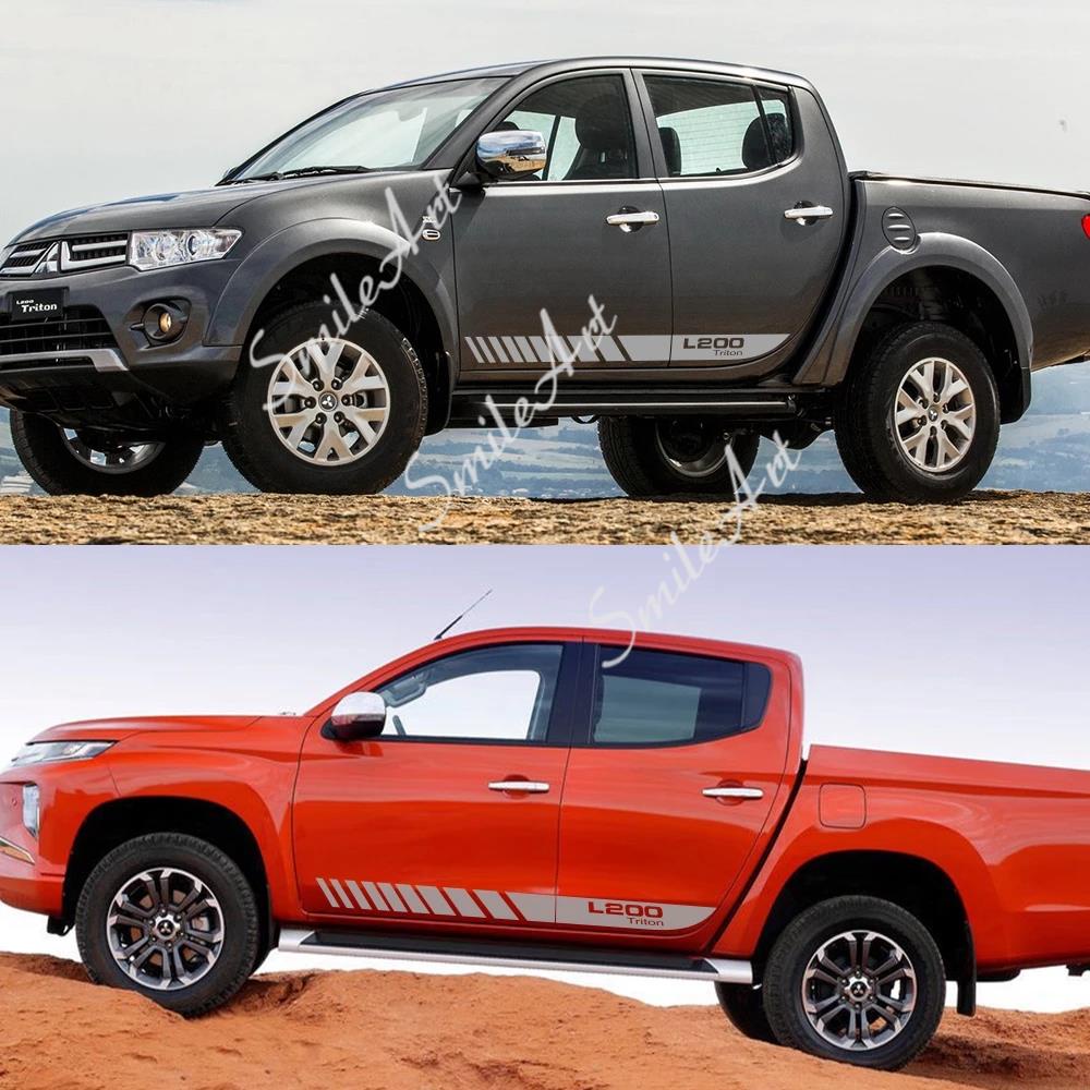 2Pcs Car Long Side Stripes Stickers For Mitsubishi L200 Triton Auto ...