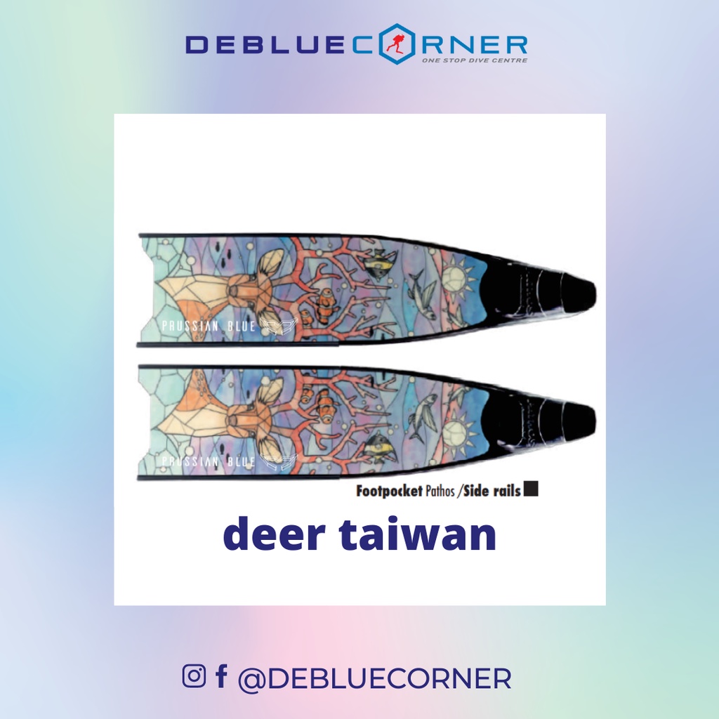 PRUSSIAN BLUE Glass Fiber Freediving Blade Fins (Freediving) 100% ...