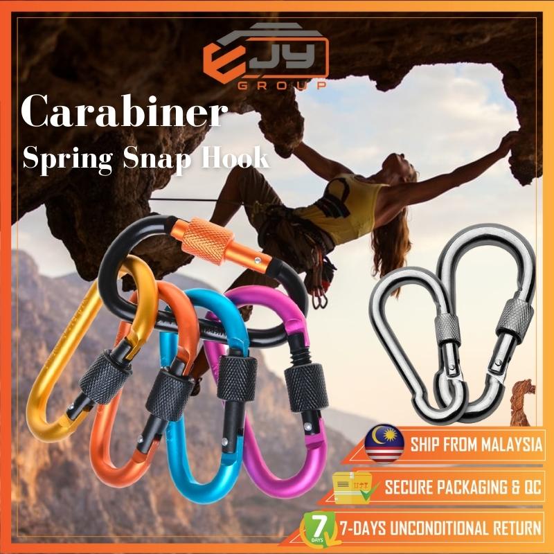 Carabiner Hook Screw-Lock Spring Snap Hook Steel Camping Fitness Lock ...