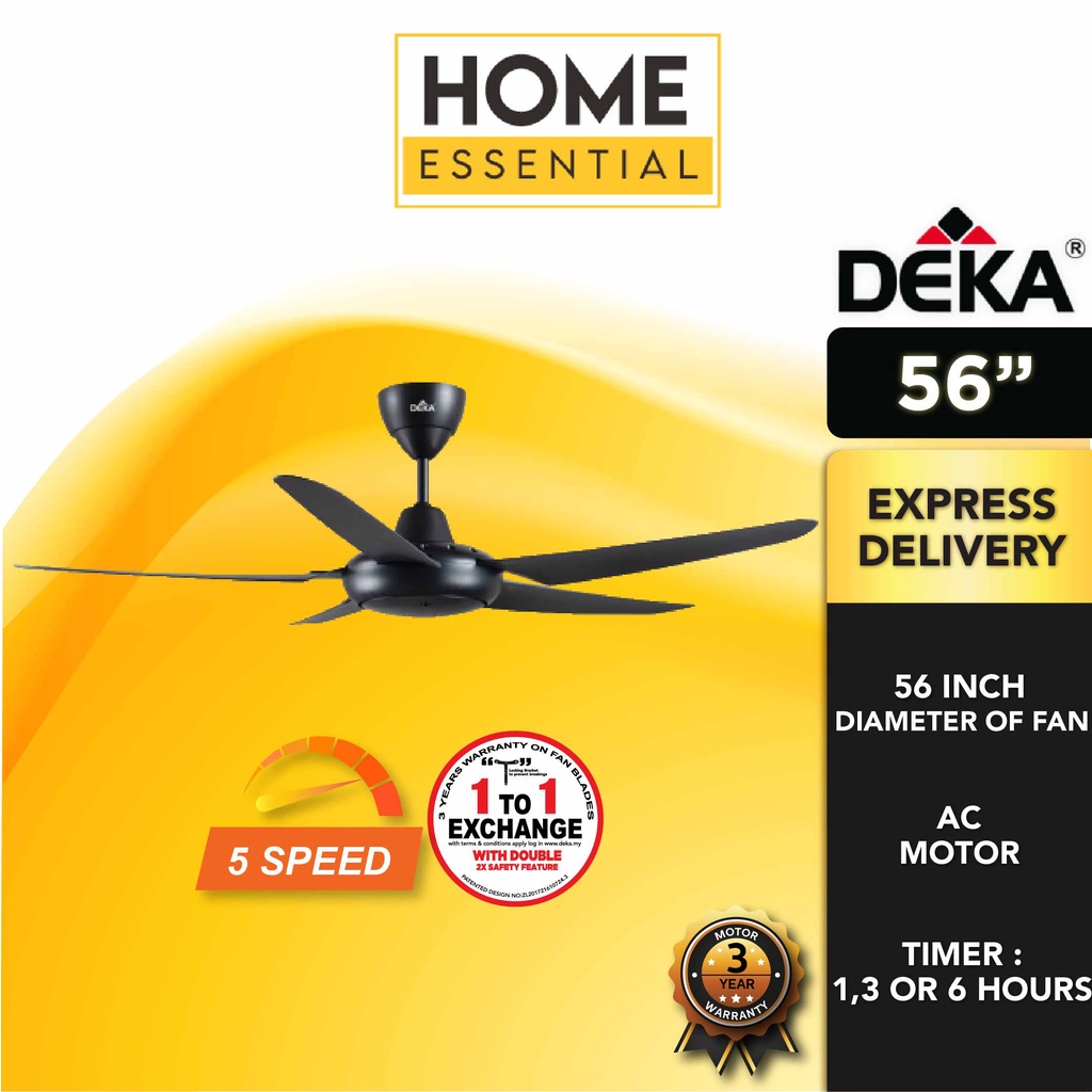 Deka 56 Inch 5 Speed Ac Motor Ceiling Fan | XR10 BK | XR10 WH | Shopee ...