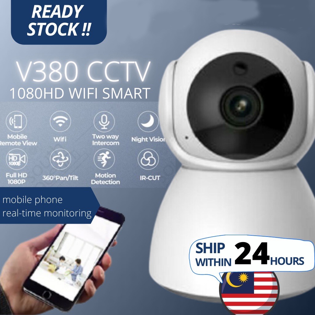 CCTV V380 Pro 2MP HD Wireless WiFi Cloud Camera Full Color Night Vision ...