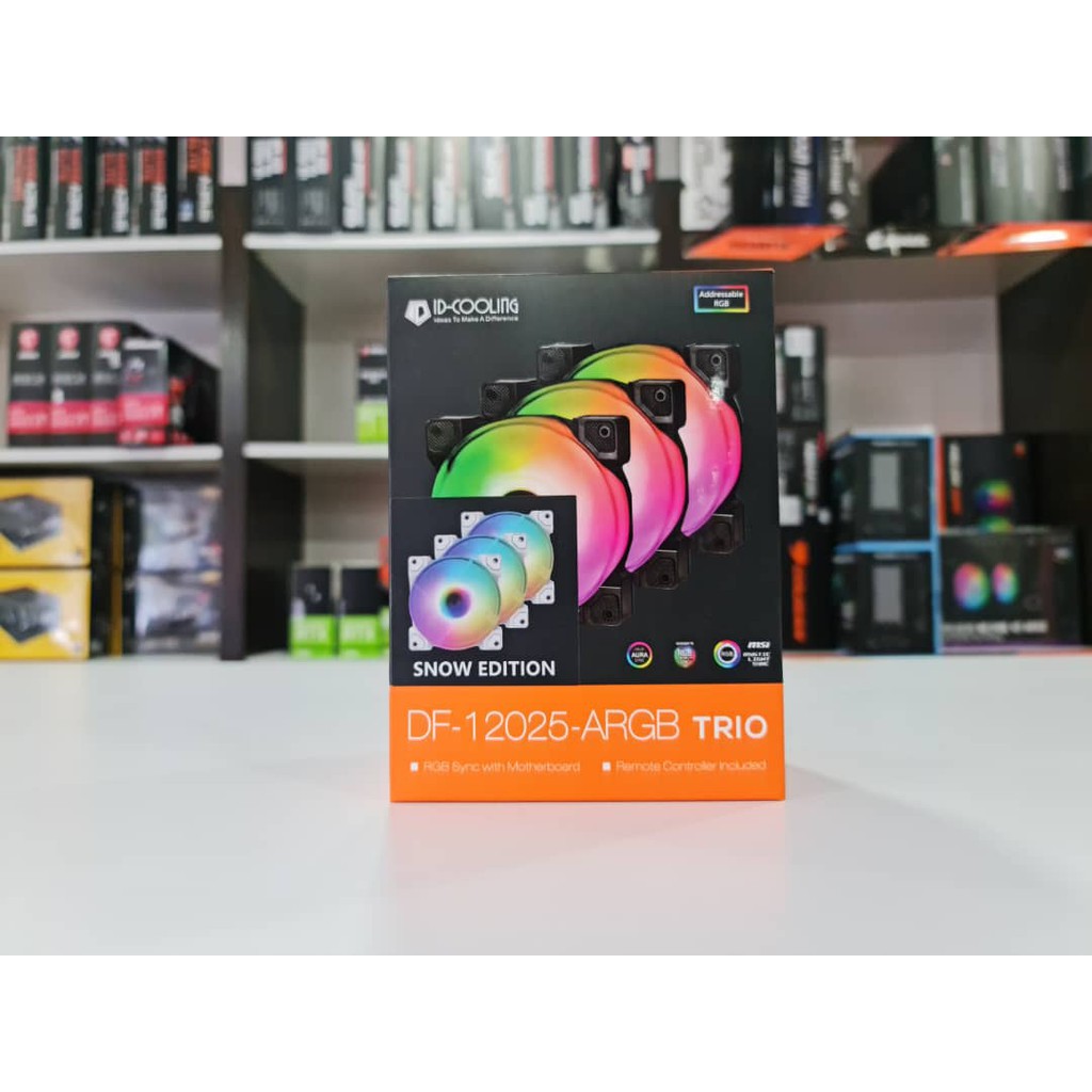 ID-Cooling DF-12025 ARGB 120mm Case Fan Trio Set - White | Shopee Malaysia