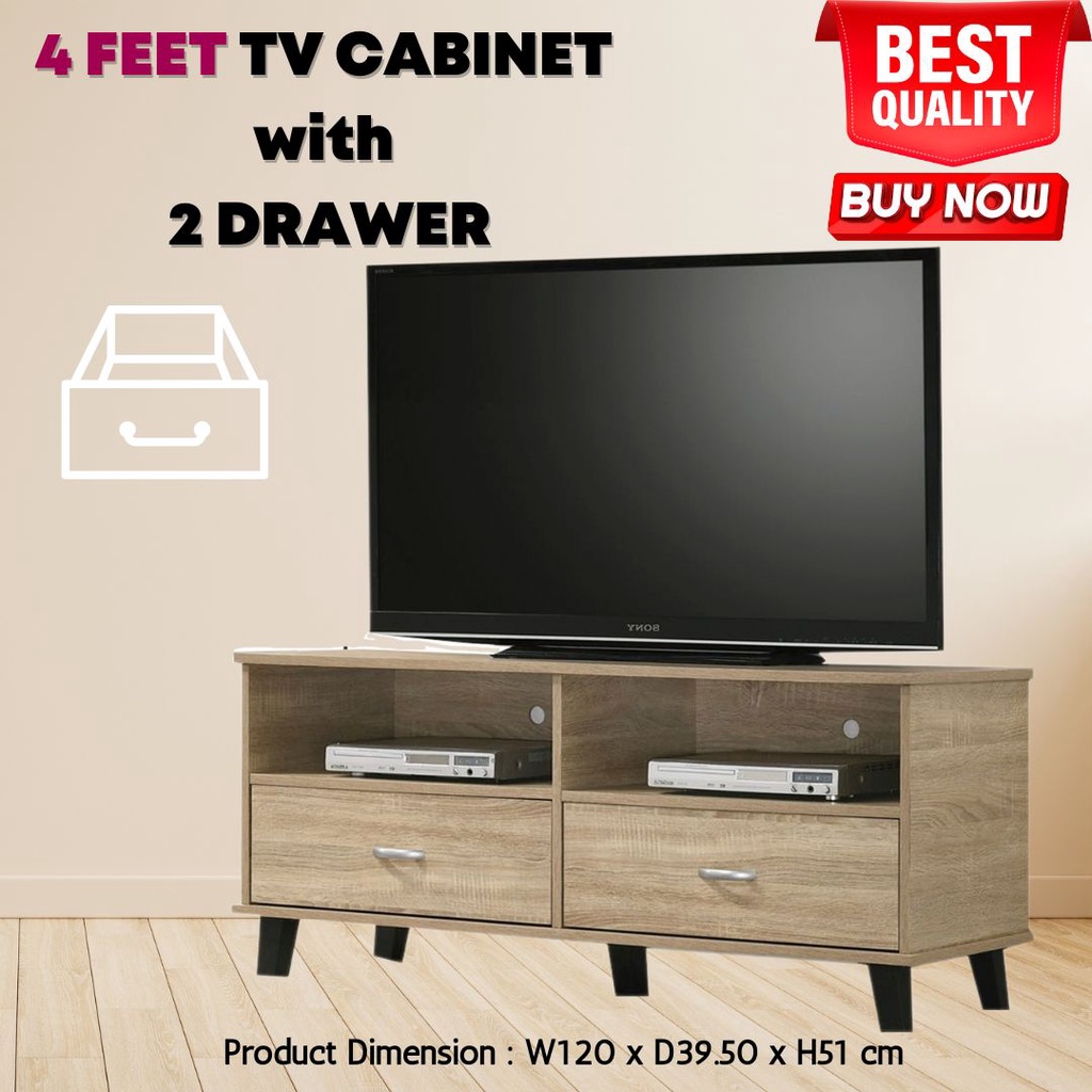 Kabinet Tv Rak Tv Almari TV Cabinet Wooden Rack TV Media Storage ...