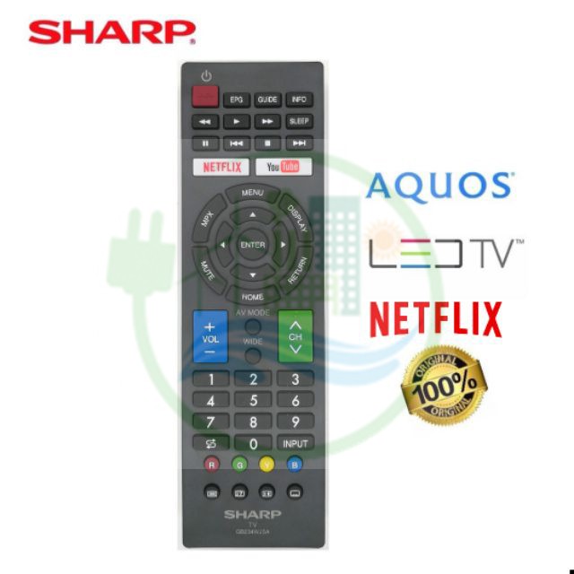 SHARP AQOUS SMART LED TV REMOTE CONTROL *OEM* (GB234WJSA) - NETFLIX ...