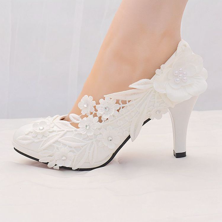 8cm White High Heels Bridal Shoes | Shopee Malaysia