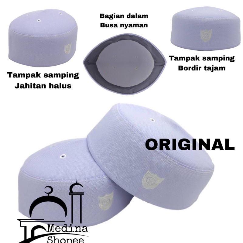Original Malaysian Peci, white embroidery, Hajj and Umrah cap | Shopee ...