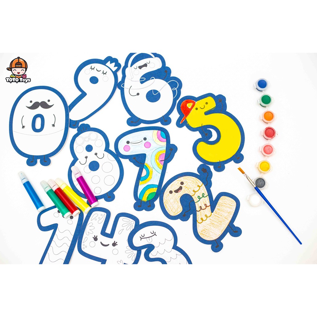 Fun number learning coloring set - set of 10 3D coloring parts to learn ...