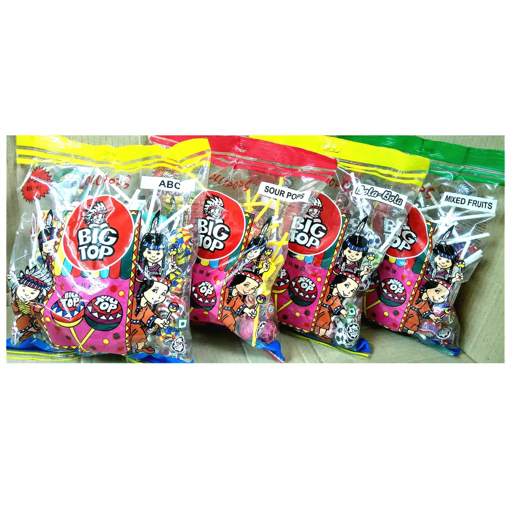 50pcs Big Top Lollipop Candy Gula Lolipop 棒棒糖 Yeti Milk Hot Lip Abc Sour Pop Mix Fruits | Shopee ...