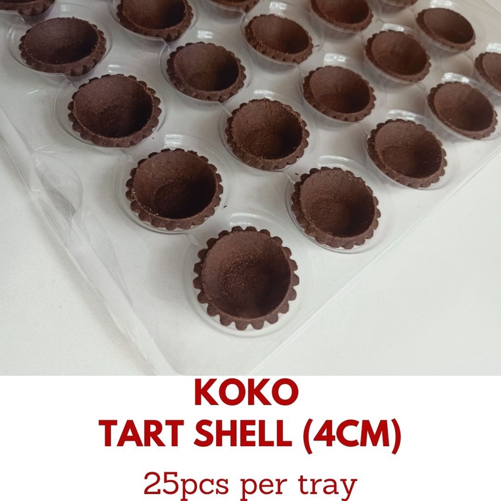 TART SHELL COKLAT/ KOKO TART SHELL 4CM - 25 BIJI / TRAY, RASA KOKO YANG ...