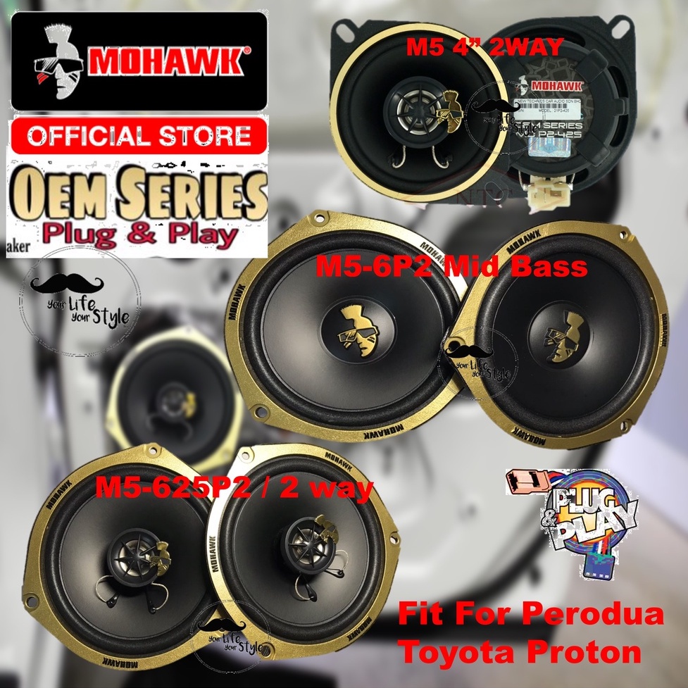 MOHAWK M5 Proton Perodua Myvi Axia Bezza Alza Speaker OEM Plug&Play 4inch 6inch MidBass 2Way ...