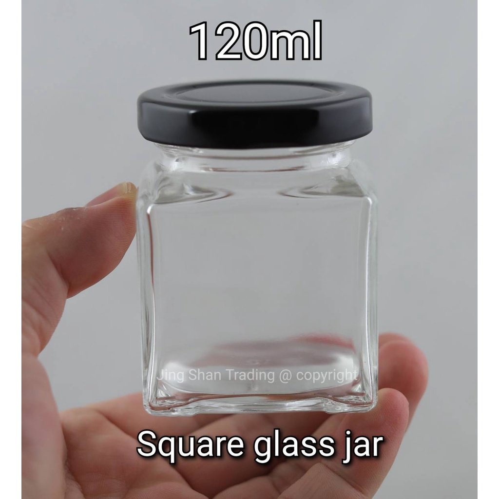 [80pcs] 120ml Square glass jar /Botol sambal / botol kaca kecil/small ...