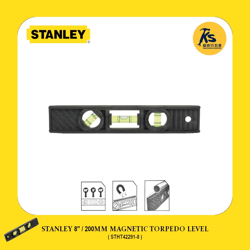 STANLEY 8" / 200MM Magnetic Torpedo Level ( STHT42291-8 ) | Shopee Malaysia