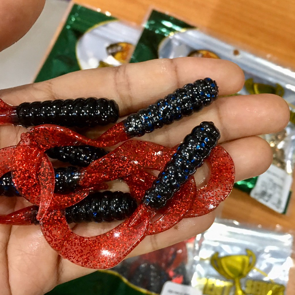 !! BassProShop Rubber Worm 4 "(U.S.A) | Shopee Malaysia