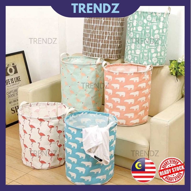 TRENDZ Foldable Laundry Bag Clothes Basket Water Proof Storage Box 60L ...