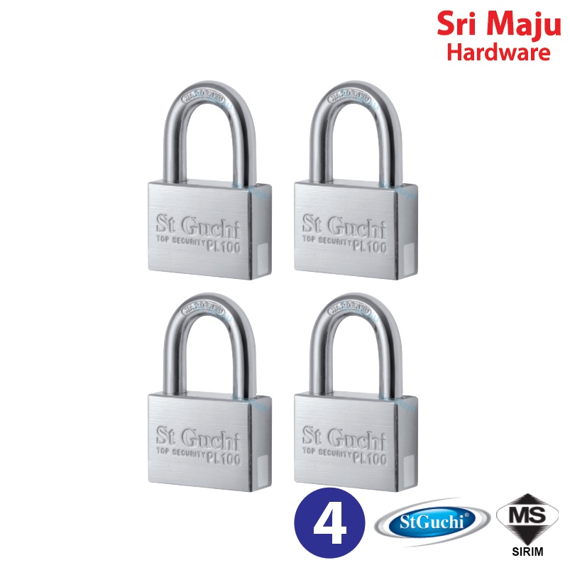 MAJU St Guchi SGPL 100 (4’s) Quality Pad Lock Security with SIRIM 40mm ...