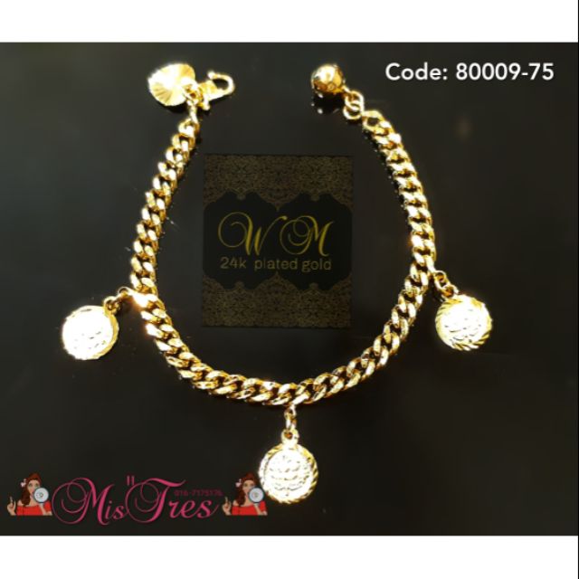 Gelang tangan budak jenis mesen padu dengan loket syiling emas korea ...