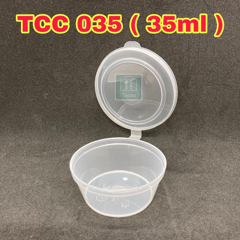 TAPAU - 35ml TCC035 Round Disposable Plastic Food Container Hinged Lid ...