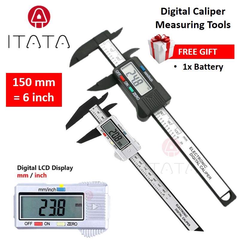 150mm 6 inch LCD Digital Electronic Caliper Carbon Fiber Composite ...