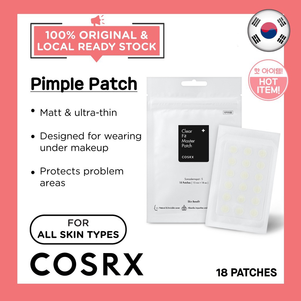 COSRX Clear Fit Master Patch 18s Pimple Acne Spot Healing Treatment Overnight Breakout Korean ...
