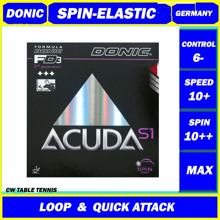 DONIC ACUDA S1 Spin-Elastic Inverter Max Speed 10++ Table Tennis Rubber ...