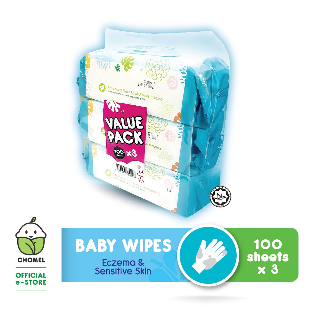 CHOMEL Baby Wipes (100 sheets x 3 Multipack) | Shopee Malaysia