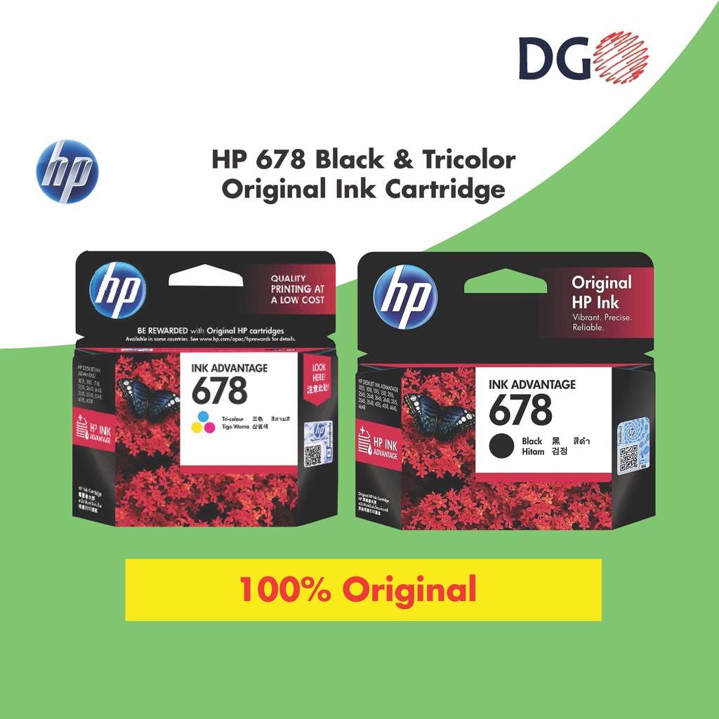 ORIGINAL HP 678 Black ( CZ107AA ) & HP 678 Tri - Colour ( CZ108AA ) Ink ...