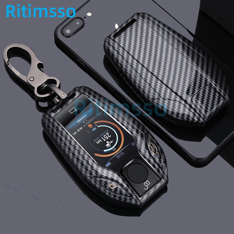 Carbon Fibre ABS LED Display Key Case Cover Shell for BMW 5 7series G11 ...