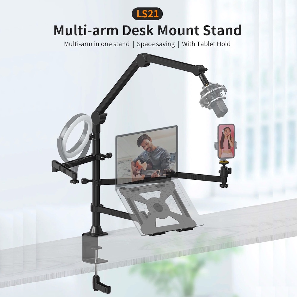Ulanzi VIJIM LS21 Desktop Table Clamp Mount Multi Boom Arm Laptop Stand ...