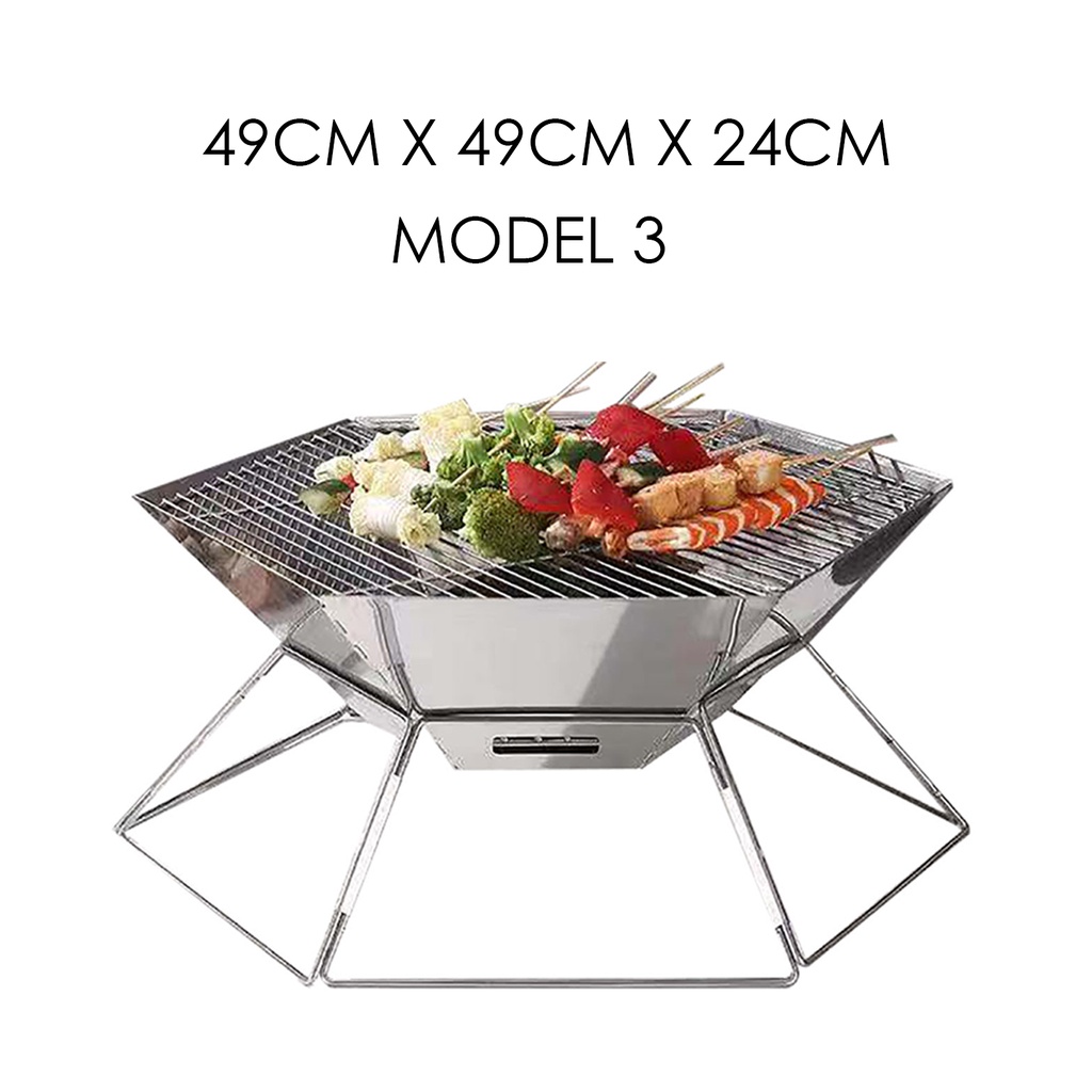 PORTABLE MINI BARBECUE Stainless Steel BBQ Grill Non-Stick Surface ...