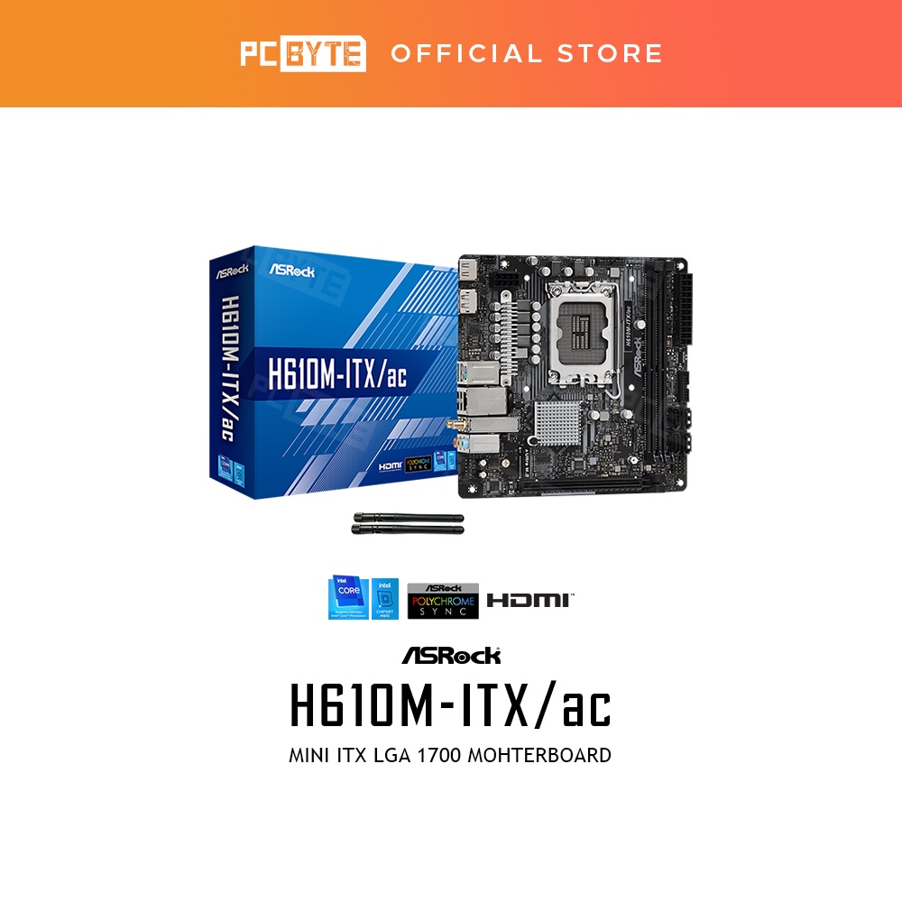ASRock Intel H610M-ITX/ac Mini ITX LGA1700 Motherboard | Shopee Malaysia
