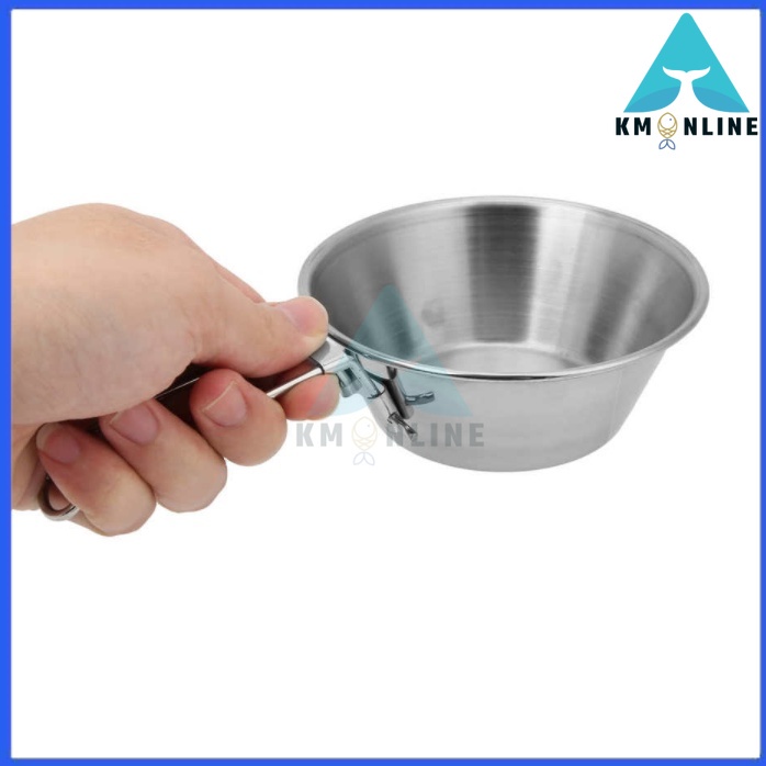 304 Stainless Steel Bowl with Foldable Handle for Outdoor Camping ...