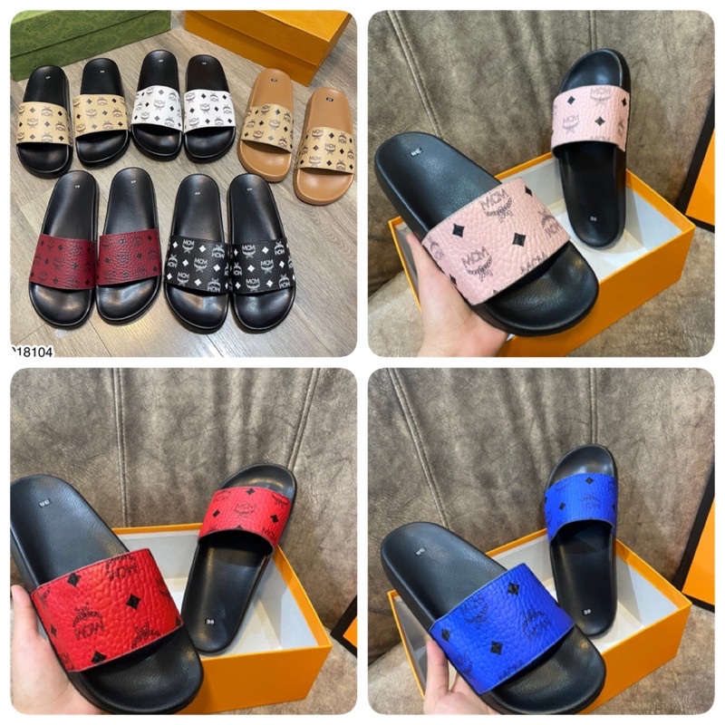 Mcm Horizontal Strap Rubber Sole Men'S Logo Stamping Slippers High ...