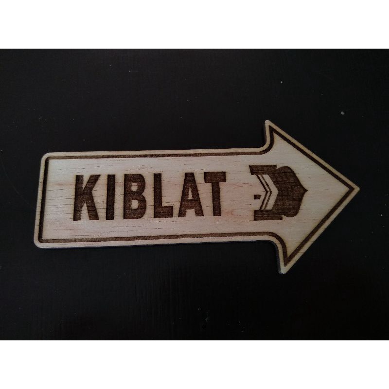 Tanda Penunjuk Arah Kiblat Solat Kayu Plywood Engrave Wood Corak Mekah ...