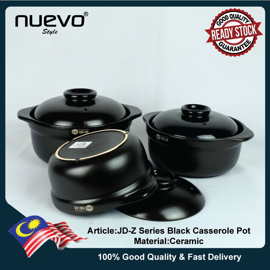 NUEVO STYLE S Size Black Ceramic Casserole Pot 黑色陶瓷砂锅 Periuk Keramik ...