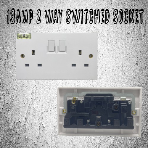 13A Double Switch Socket Outlet 13A (SIRIM) Switch Electric Two Gang Electric Socket 13A Socket ...