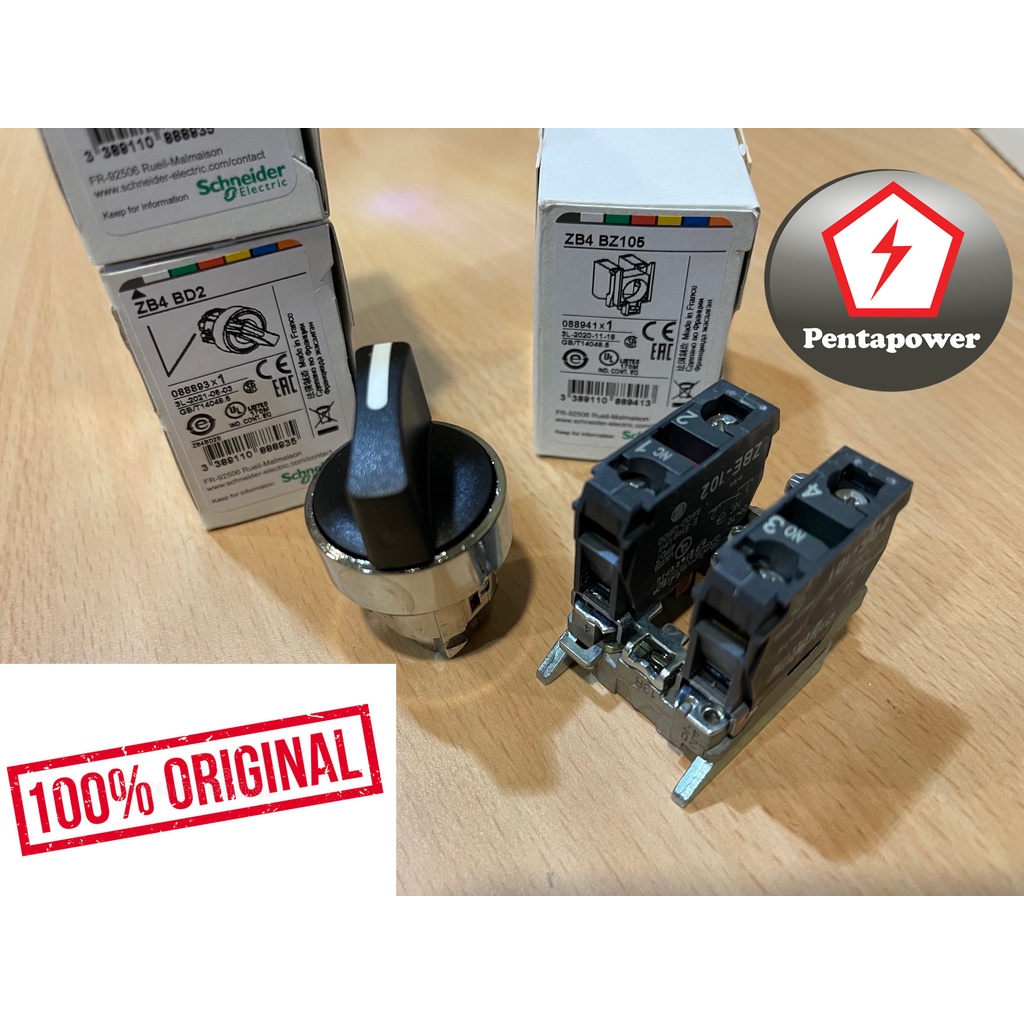 SCHNEIDER XB4BD25 ( ZB4BD2 + ZB4BZ105 ) XB4, Selector switch, metal ...