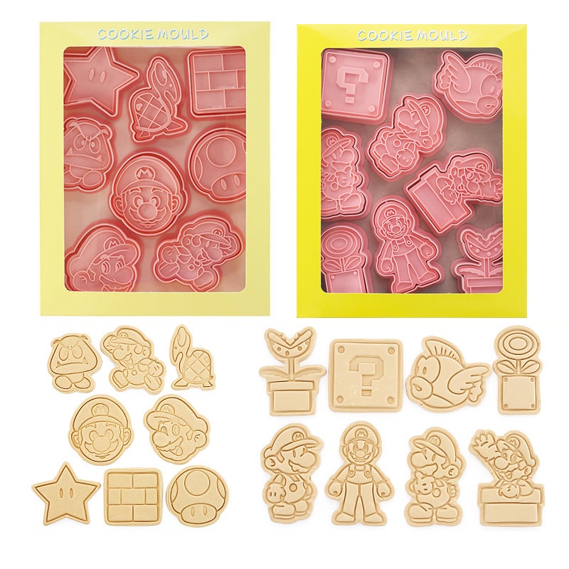 8pcs Super mario cookie Cutter cartoon mario biscuit mold 3d pressed ...