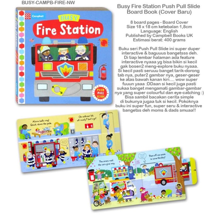Busy Fire Station - Push Pull Slide Board Book | Shopee Malaysia