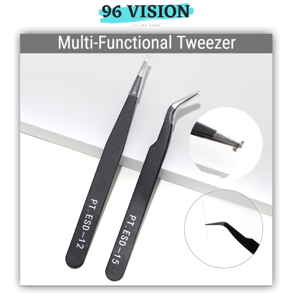 ESD Tweezer Stainless Steel Anti Static Curved Straight Tweezer Set ...