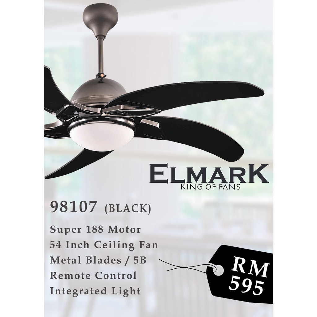 Elmark Ceiling Fan 54" 98107 (Black) | Shopee Malaysia