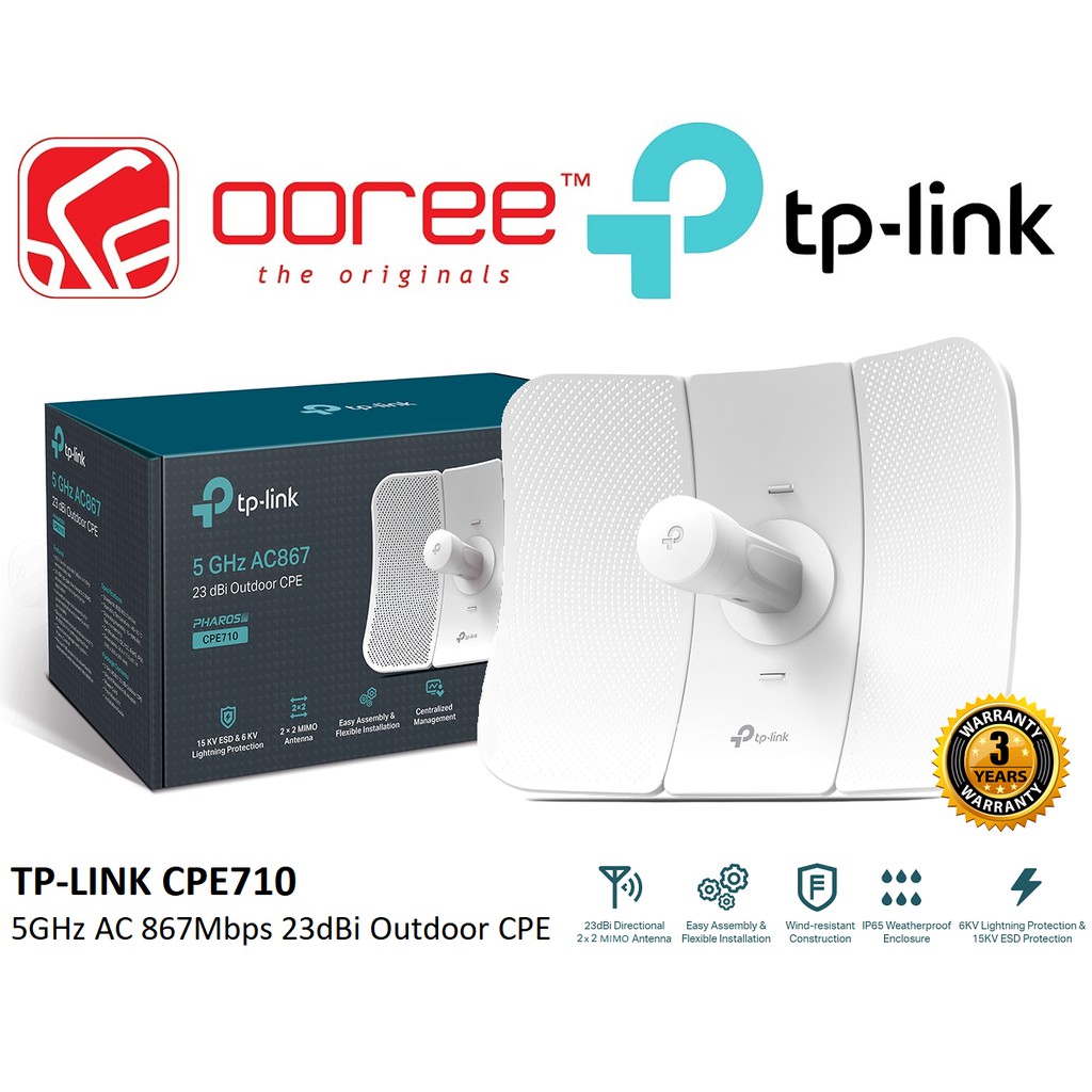 TP-LINK CPE610 (300MBPS) / CPE710 (867MBPS) 5GHZ 23DBI OUTDOOR CPE WITH ...