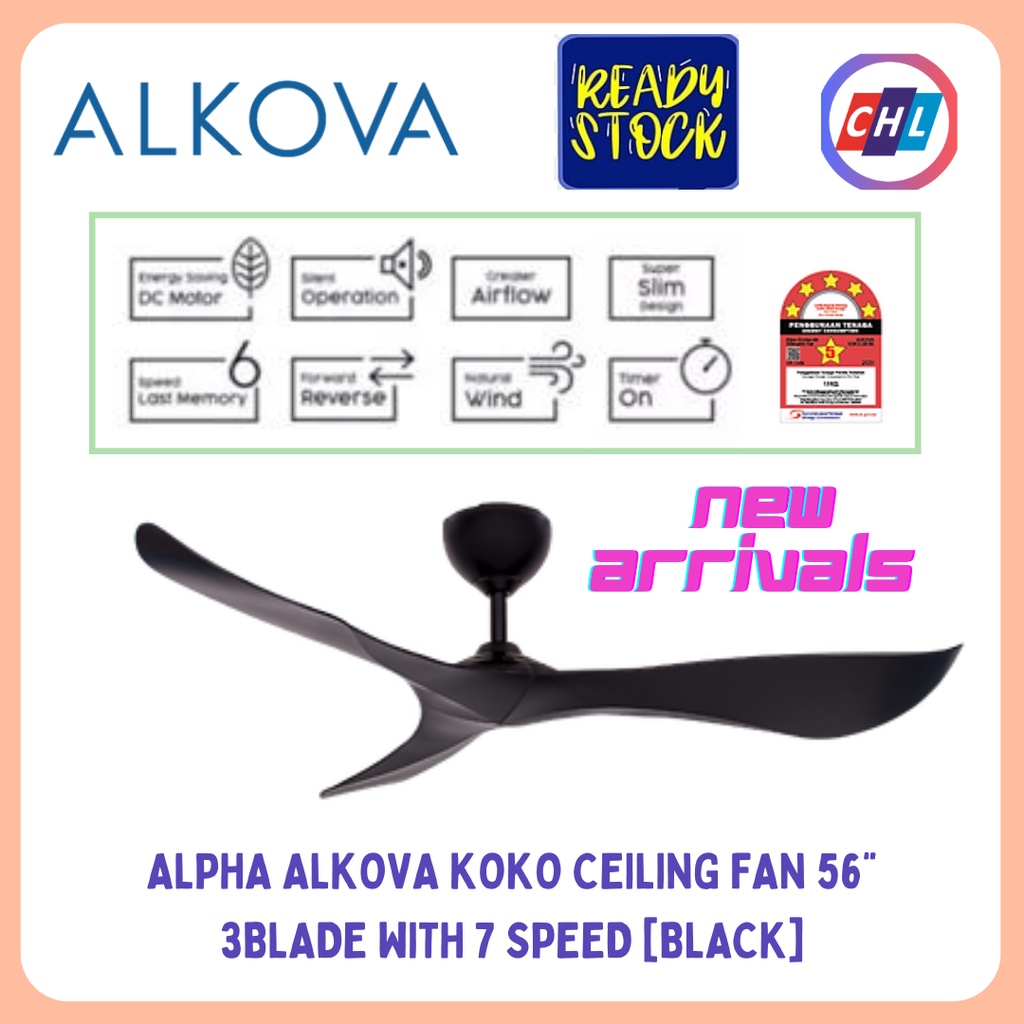 ALPHA (READY STOCK) ALKOVA KOKO CEILING FAN 56" 3BLADE WITH 7 SPEED ...